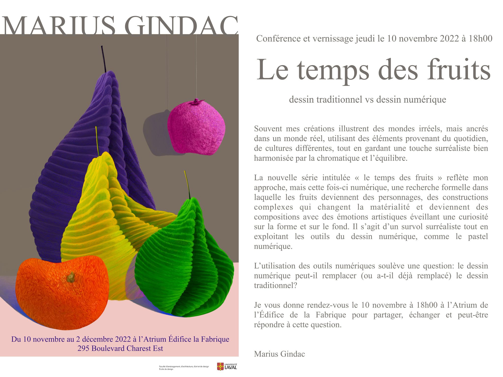 Exposition «Le temps des fruits» de Marius Gindac - École de design ...